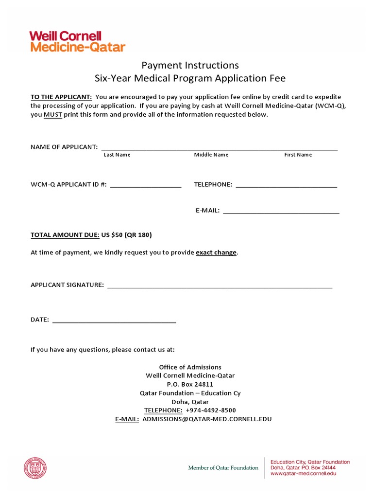 Payment Instructions Six - Year Medical Program Application Fee | PDF ...
