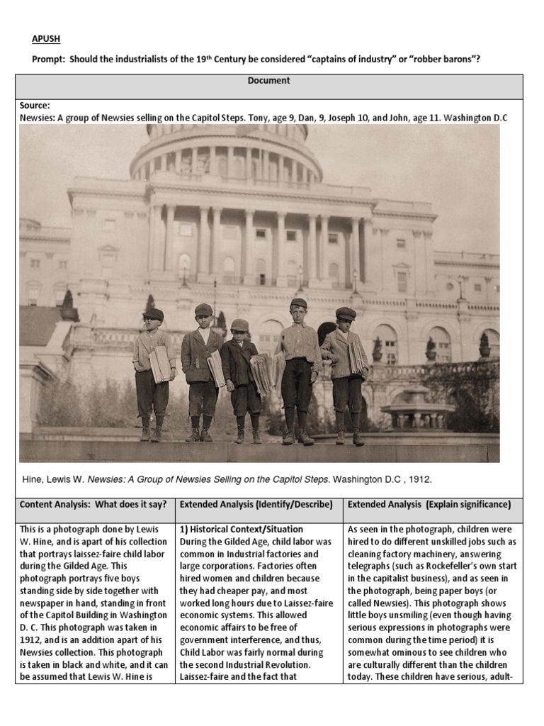 Hipp Template With Robber Baron Prompt | PDF | Laissez Faire | Child Labour