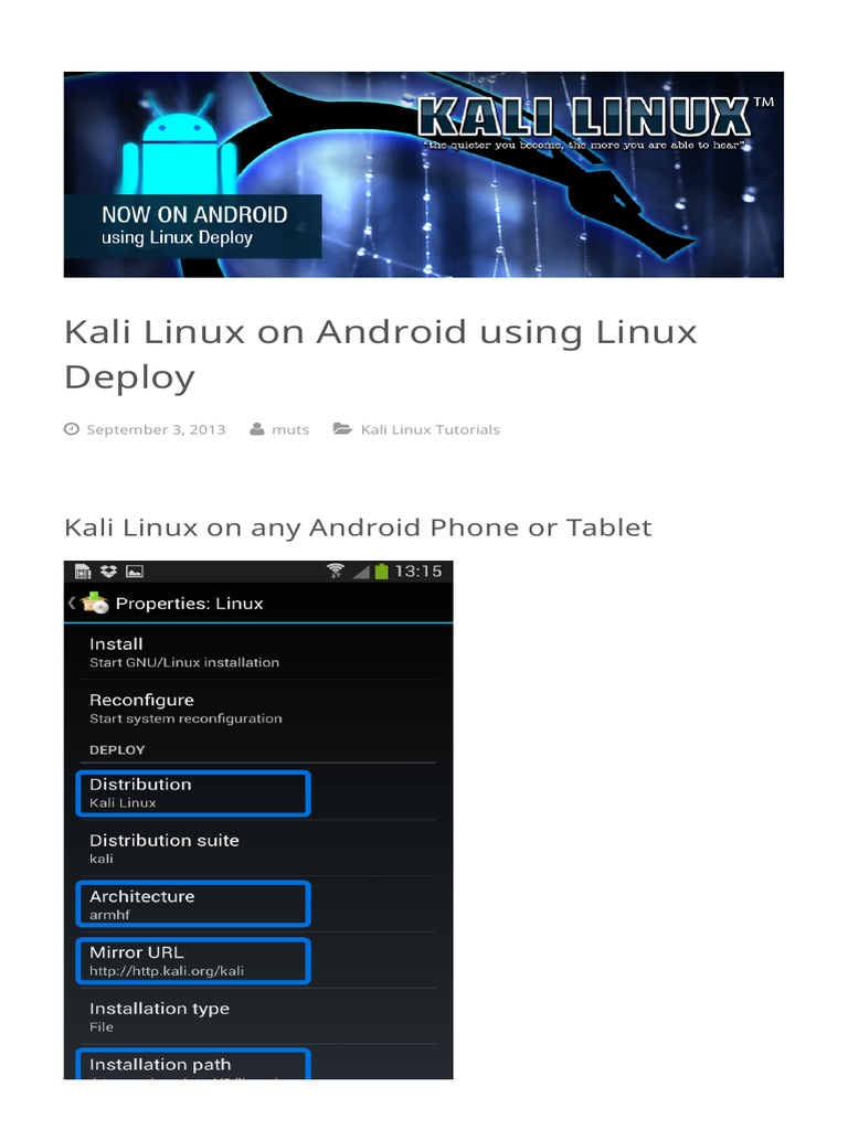 Kali Linux On Android Using Linux Deploy - Kali Linux | PDF | Android (Operating System) | Linux