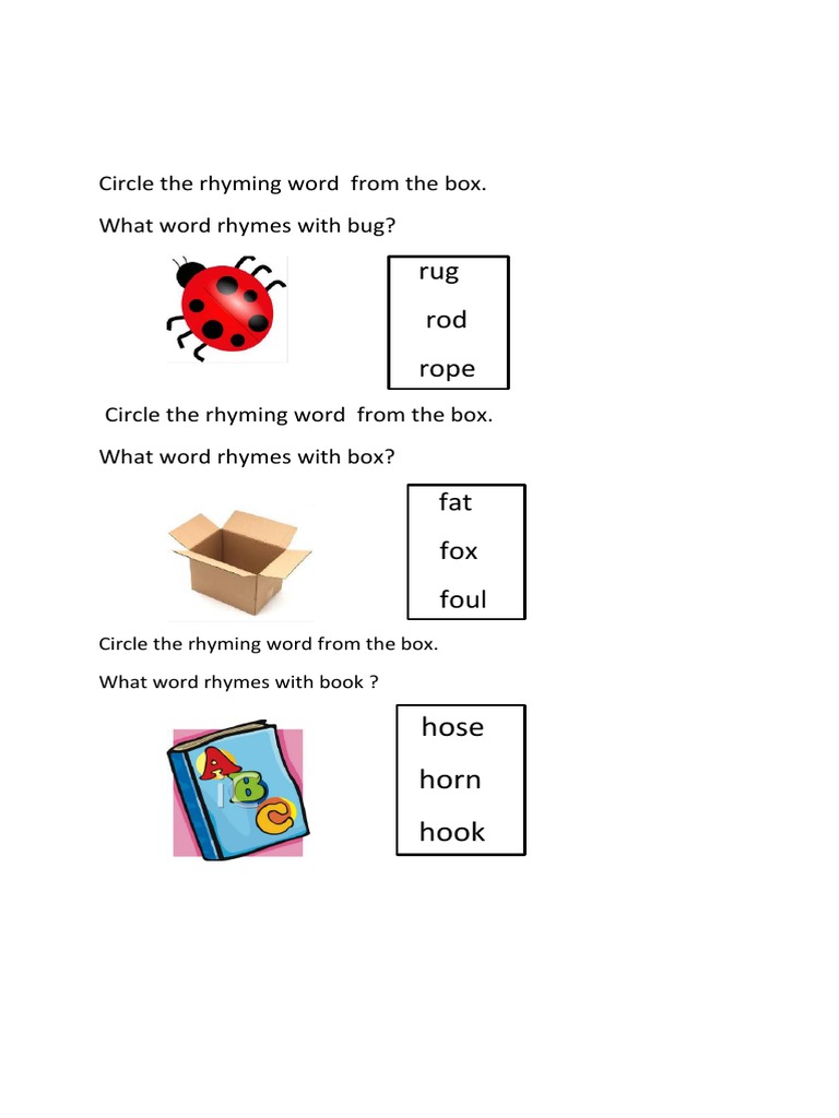 Circle The Rhyming Word From The Box | PDF