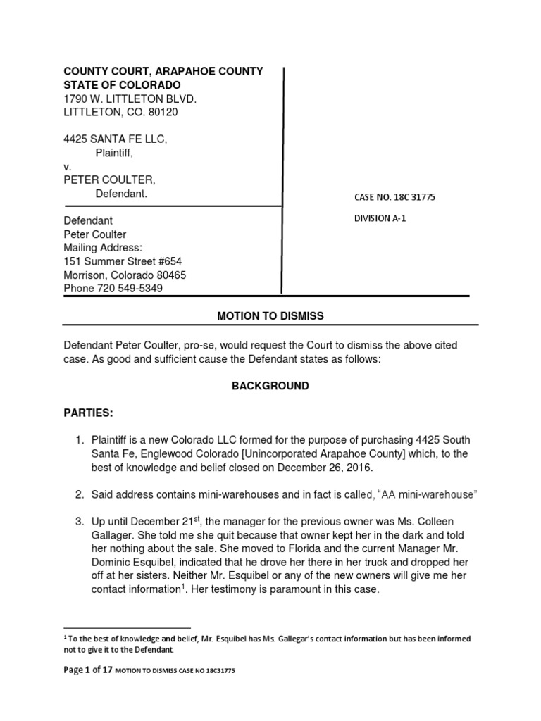 Motion To Dismiss Case | PDF | Lien | Complaint