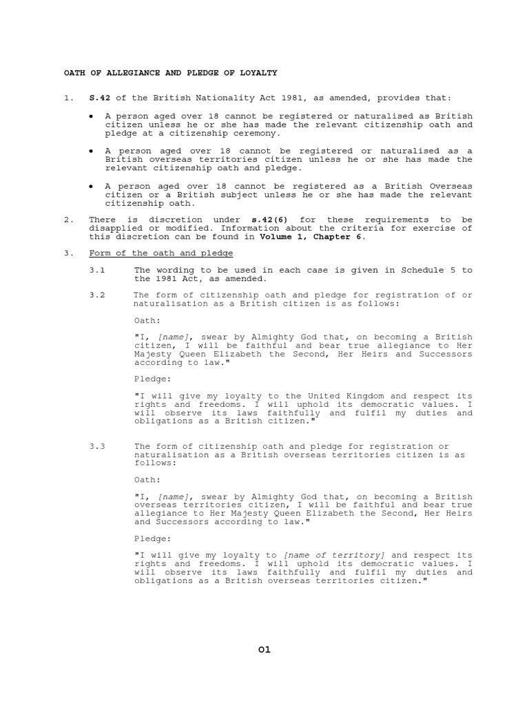 Oath of Allegiance | Download Free PDF | Oath Of Office | Government Of The United Kingdom
