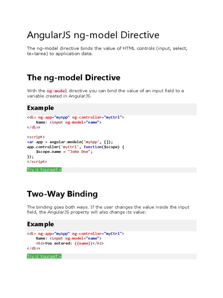 The Ng-Model Directive | PDF