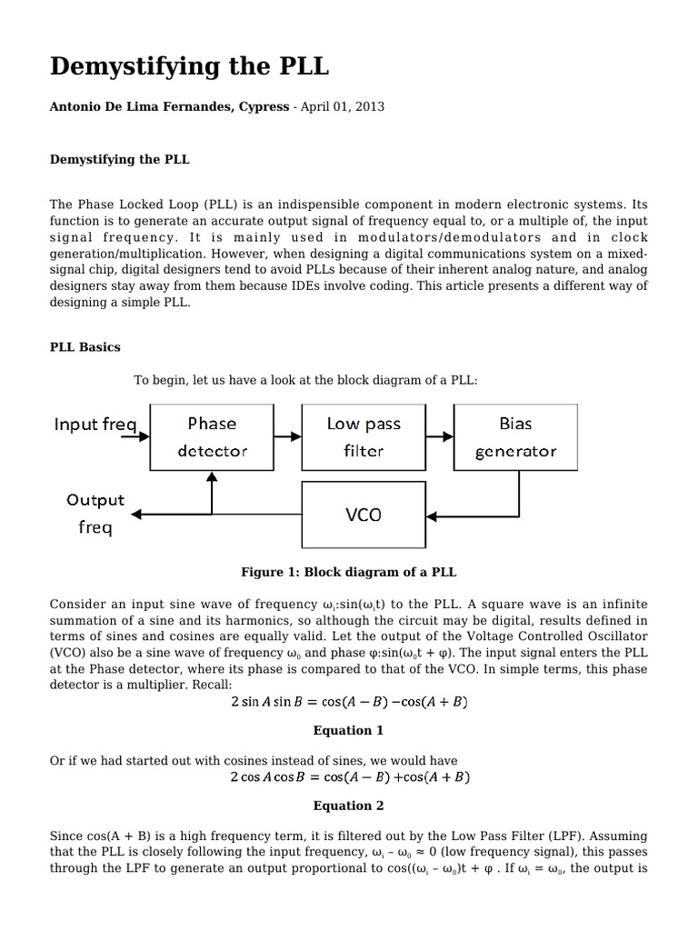 Demystifying The PLL | PDF | Detector (Radio) | Electrical Engineering