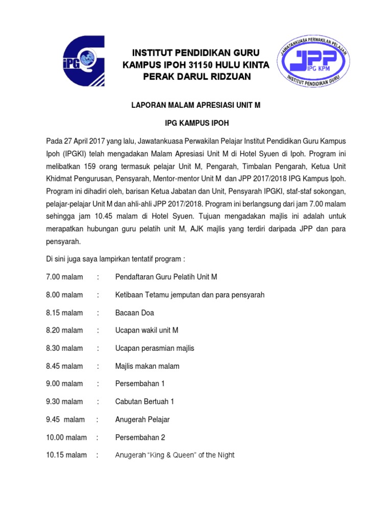 Laporan-Malam Gala Unit M | PDF