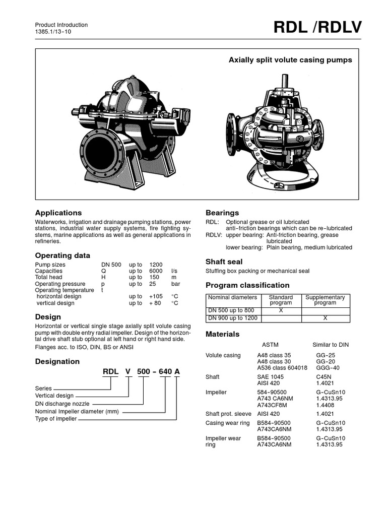 Bomba KSB Data Sheet | PDF | Bearing (Mechanical) | Pump