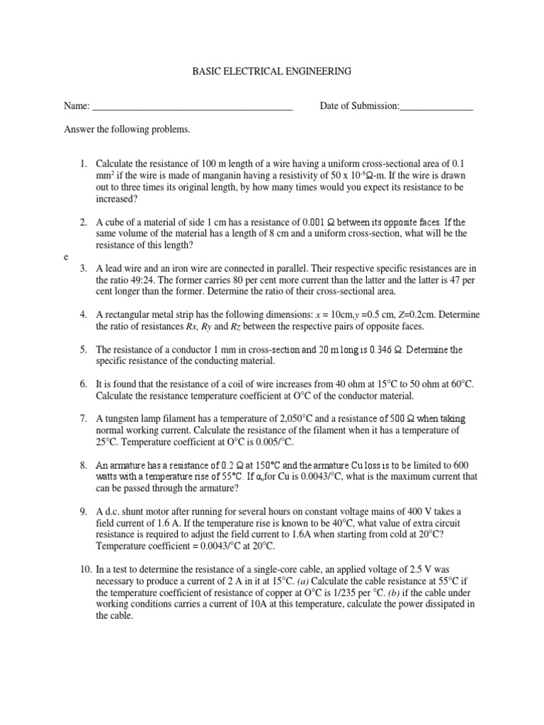 Basic Ee Hw1 | PDF | Electrical Resistance And Conductance | Resistor