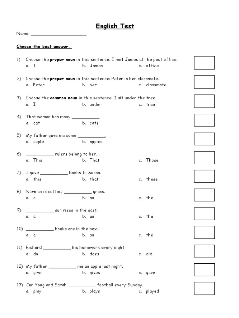 English Test: Choose The Best Answer | PDF