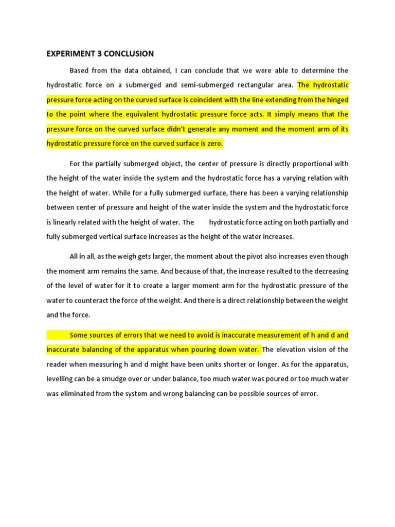 Experiment 3 Conclusion | Fluid Mechanics | Gases
