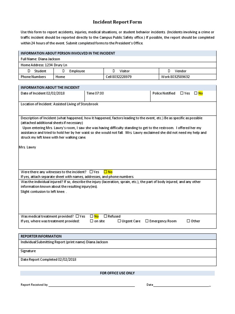 Incident Report Form D | PDF | Injury | Violence