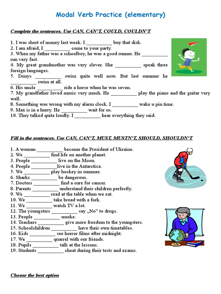 Modal Verb Practice Elementary Level | PDF