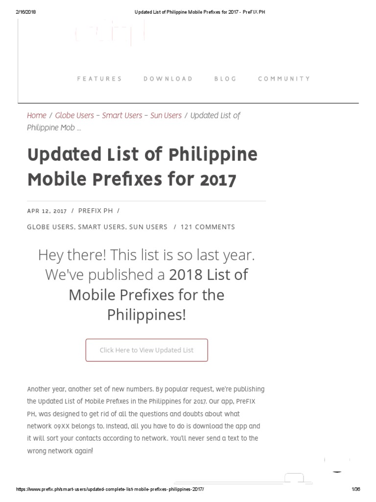 Updated List of Philippine Mobile Prefixes for 2017 - PreFIX PH ...
