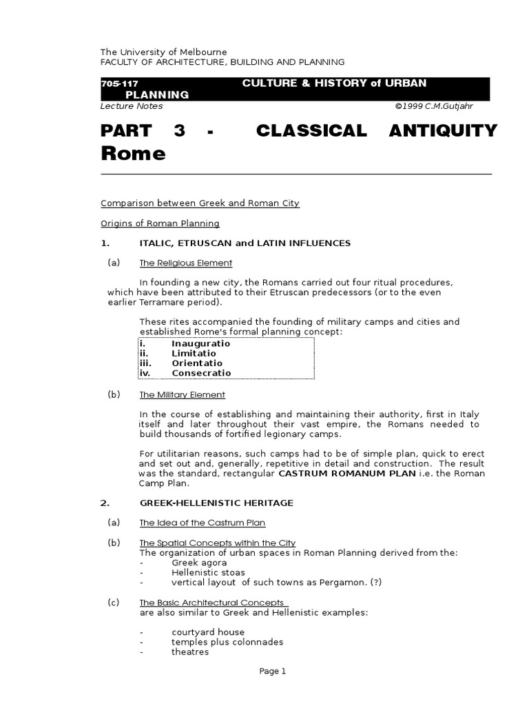 Part 3 - Classical Antiquity: Culture & History of Urban Planning | PDF ...