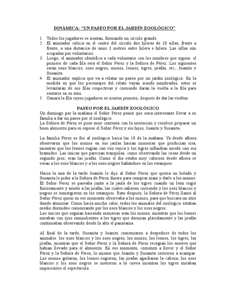 DINÁMICA Un Paseo Por El Jardín Zoológico | PDF | León | Ocio