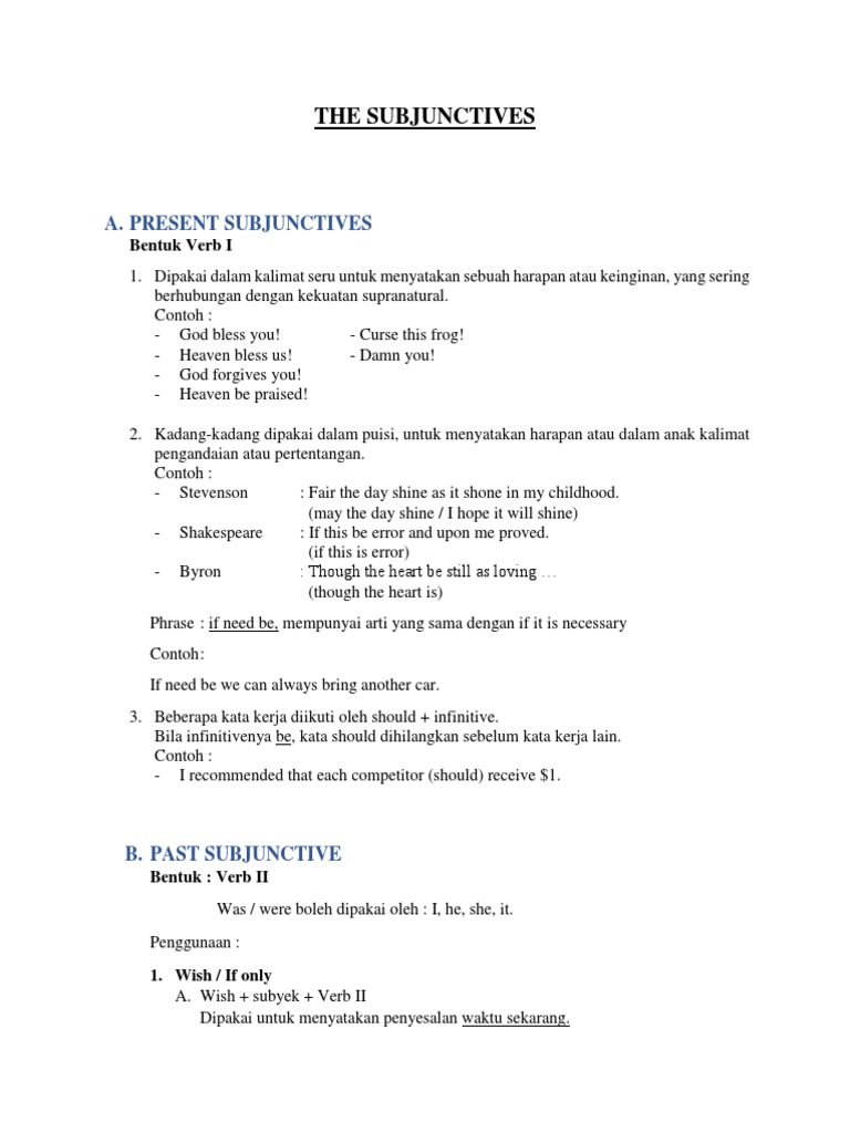 The Subjunctives Bahasa Inggris | PDF | Linguistic Typology | Grammar