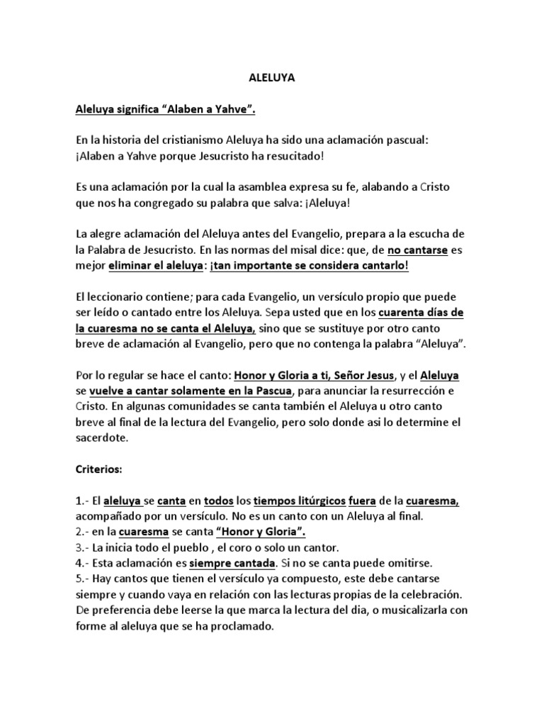 El significado y uso del canto "Aleluya | PDF | Prestado | Cristo (título)