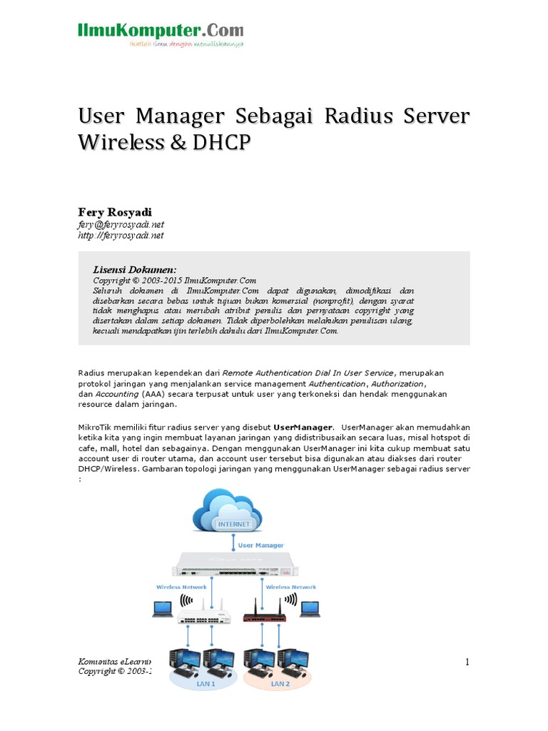 User Manager Sebagai Radius Server Wireless DHCP | PDF | Komputer | Teknologi & Rekayasa