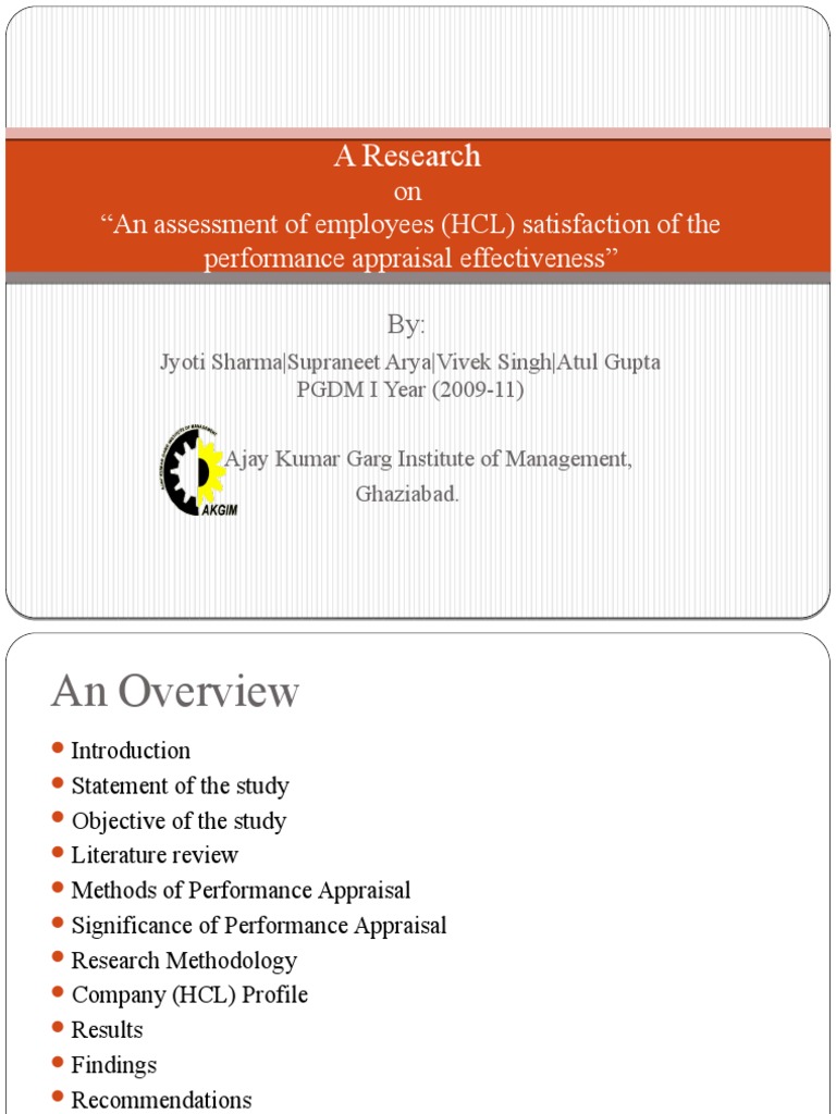 A Research: On "An Assessment of Employees (HCL) Satisfaction of The ...