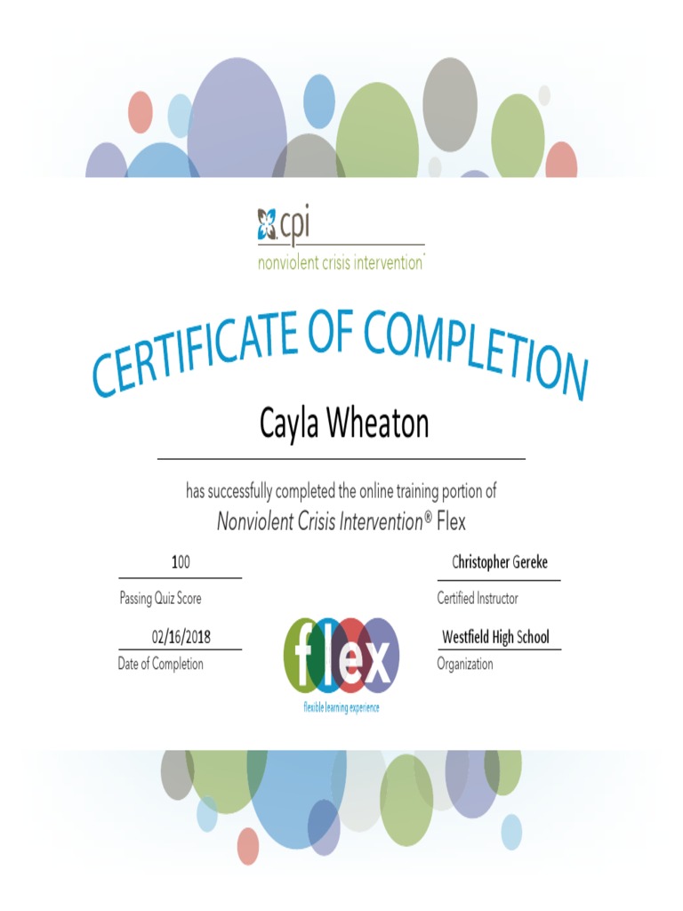 Cayla Wheaton: Nonviolent Crisis Intervention® Flex | PDF