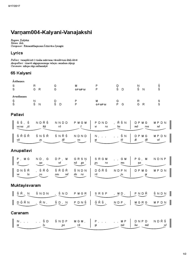 Kalyani ragam composition about a forest deity | PDF | Classical And ...