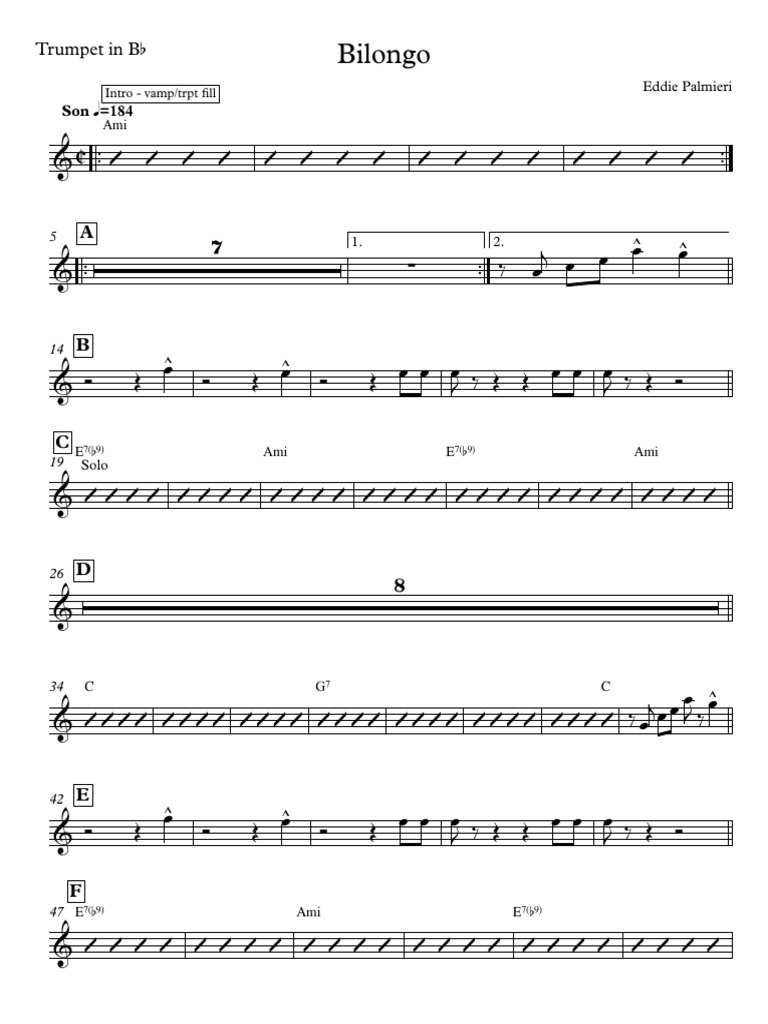 Bilongo Arr by Jesse Audelo - Trumpet | PDF | Leisure