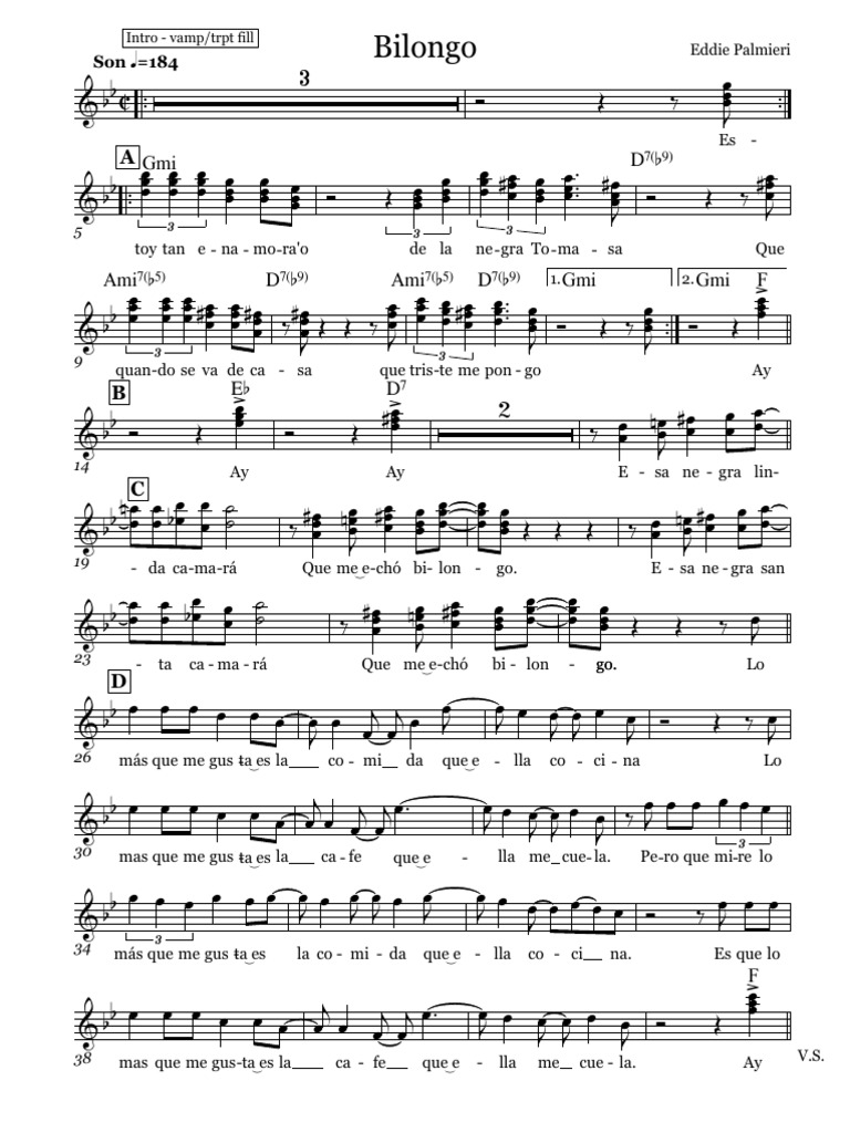 Bilongo Arr by Jesse Audelo - Vocal Part | PDF