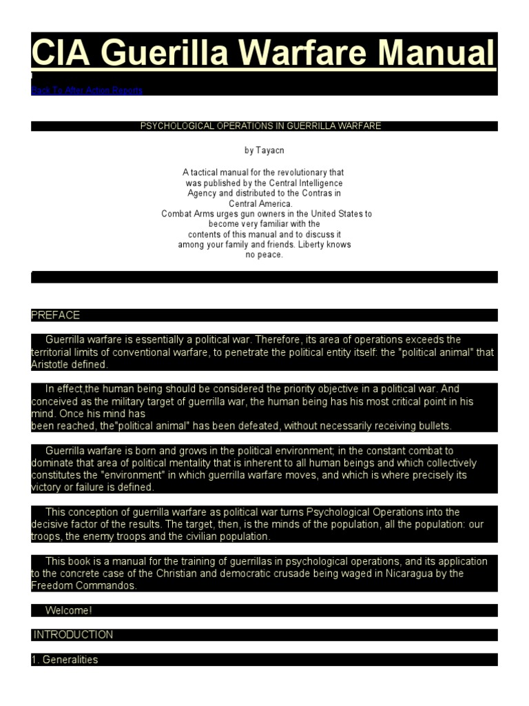 CIA Guerilla Warfare Manual | PDF | Sandinista National Liberation ...