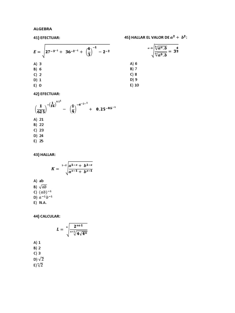 Algebra Problem Set Solutions | PDF | Teaching Methods & Materials