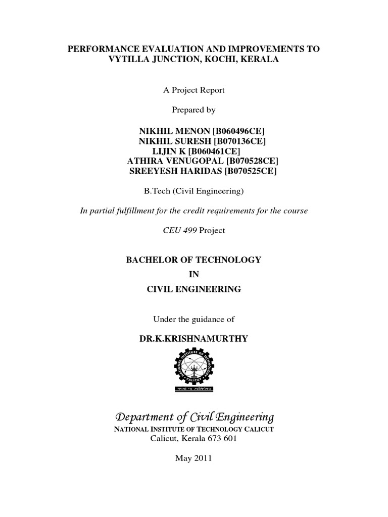 Department of Civil Engineering: A Project Report Prepared by | PDF ...