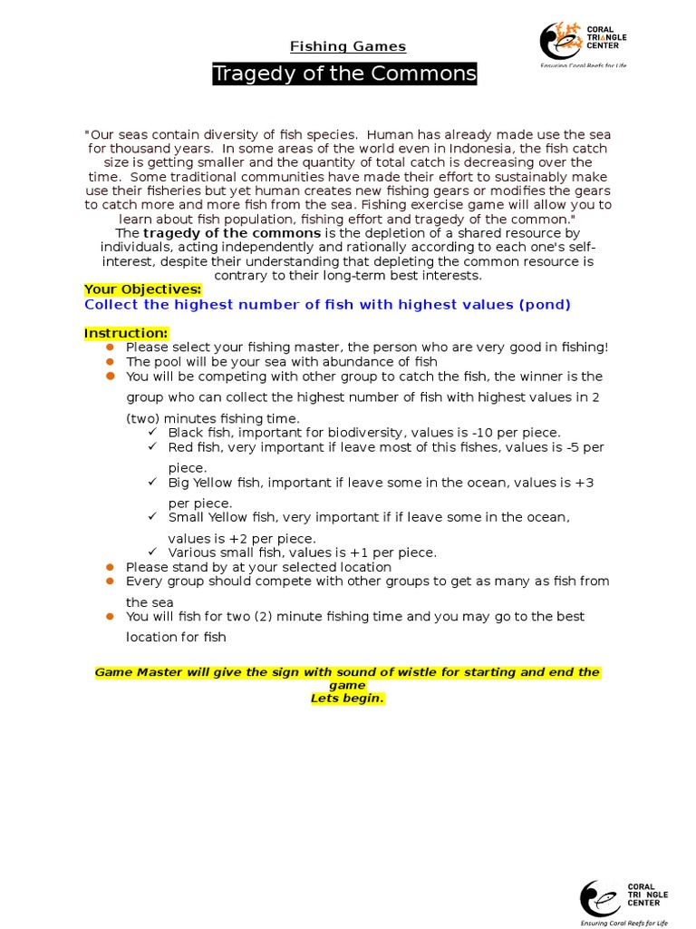 Tragedy of The Commons or Fishing Games English | PDF | Biodiversity | Fish