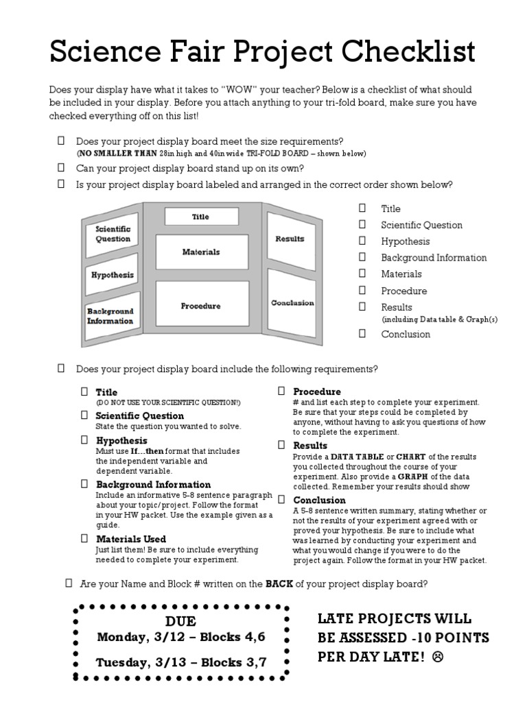Science Fair Project - Checklist | PDF | Experiment | Question