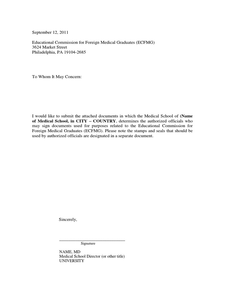 Letters of Officials ECFMG | PDF
