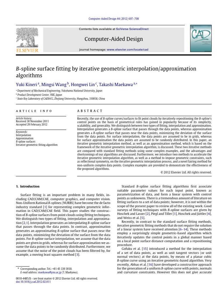 B-Spline Surface Fitting by Iterative Geometric Interpolation Approximation Algorithms | PDF ...