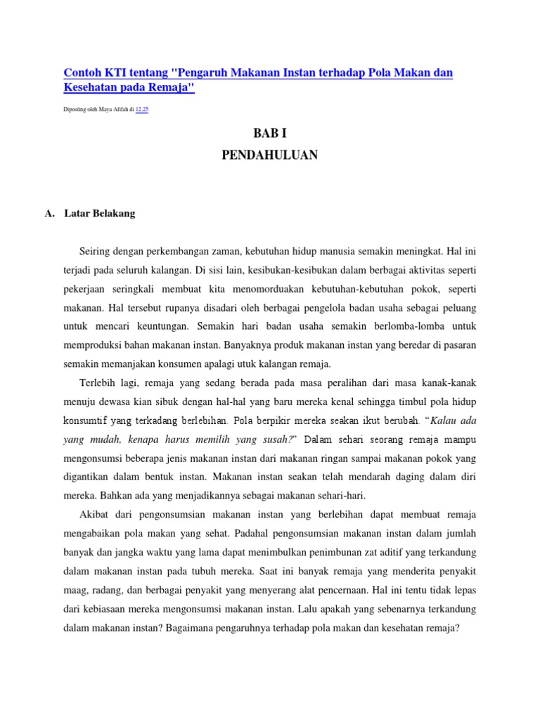 Dampak Makanan Instan pada Remaja | PDF