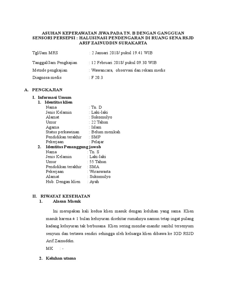 Askep Jiwa Halusinasi | PDF