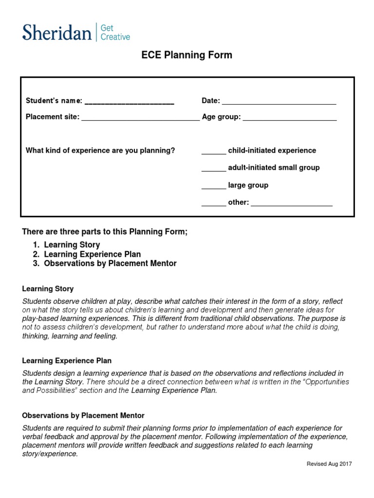 Sample Planning Form | PDF | Mentorship | Car