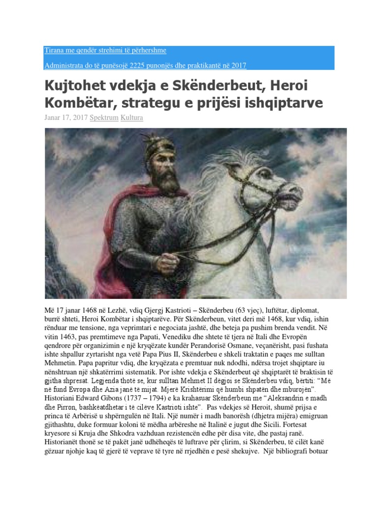 Skenderbeu, Vdekja e Tij | PDF