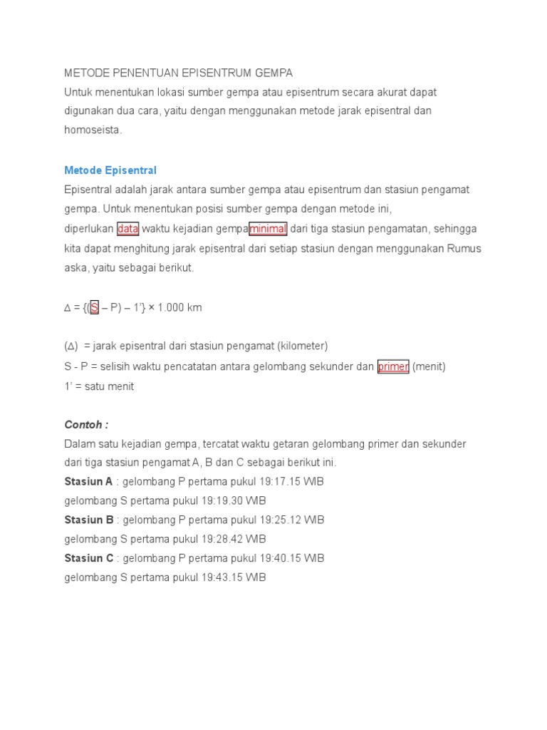Metode Penentuan Episentrum Gempa | PDF | Seni | Sains & Matematika