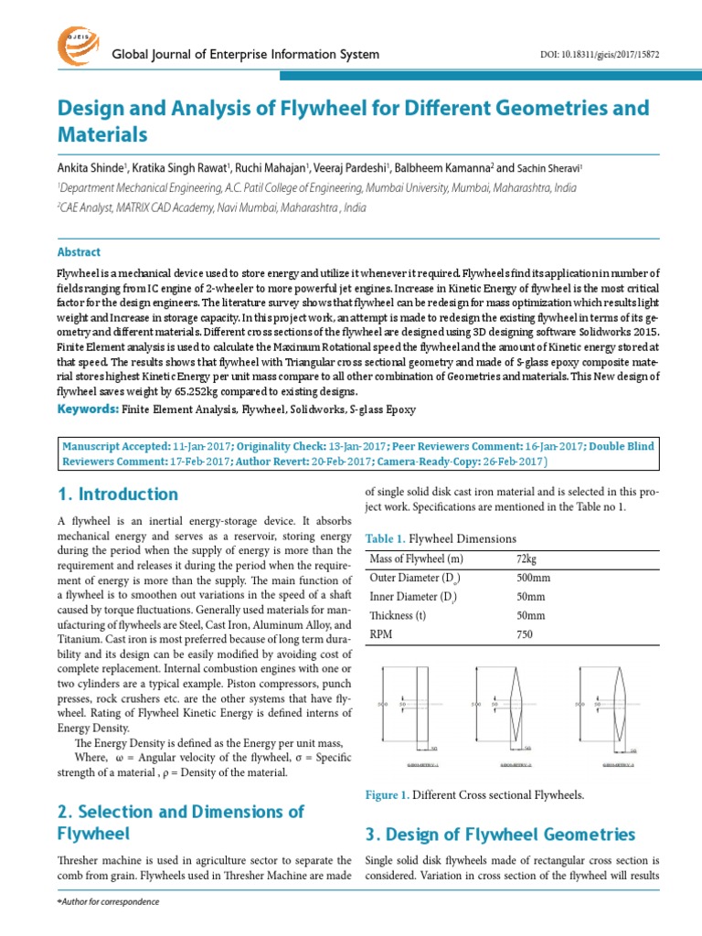 4-Design and Analysis of Flywheel | PDF | Mechanical Engineering ...