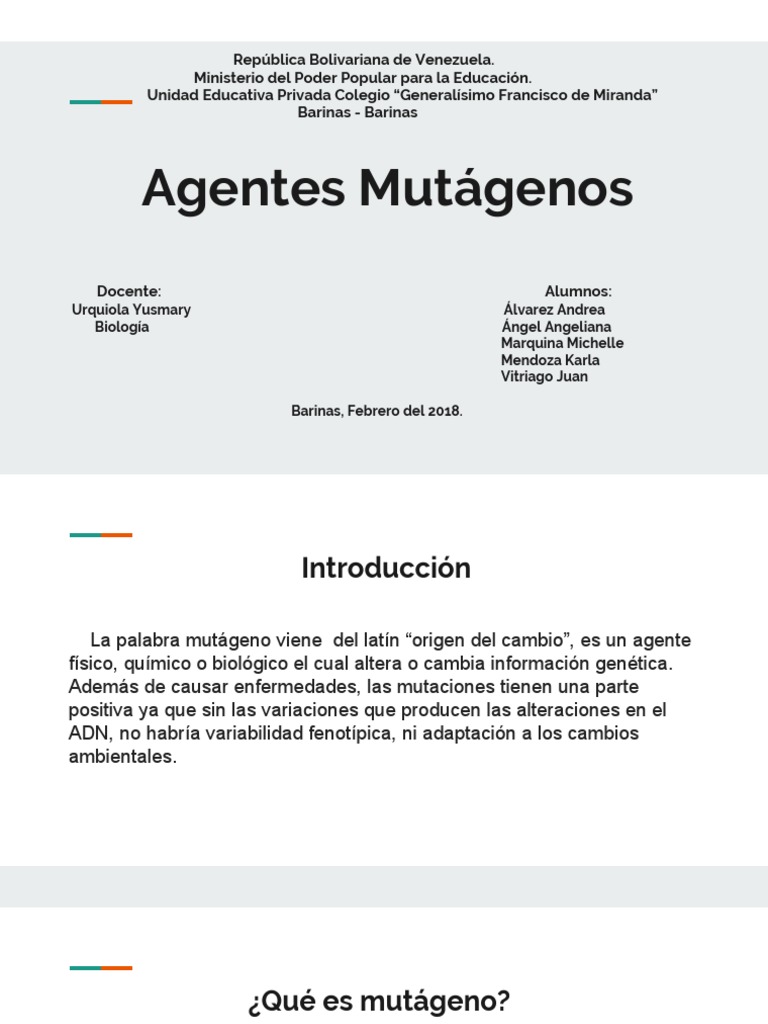 Agentes Mutágenos | PDF | Mutageno | Mutación