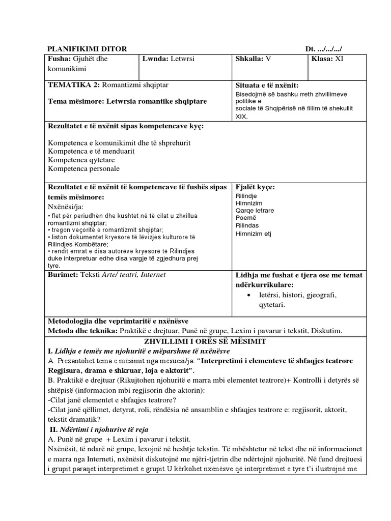 Planifikimi Ditor | PDF