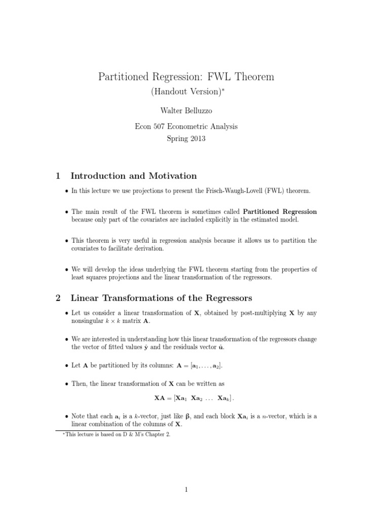 4 FWL Handout | PDF | Ordinary Least Squares | Linear Regression