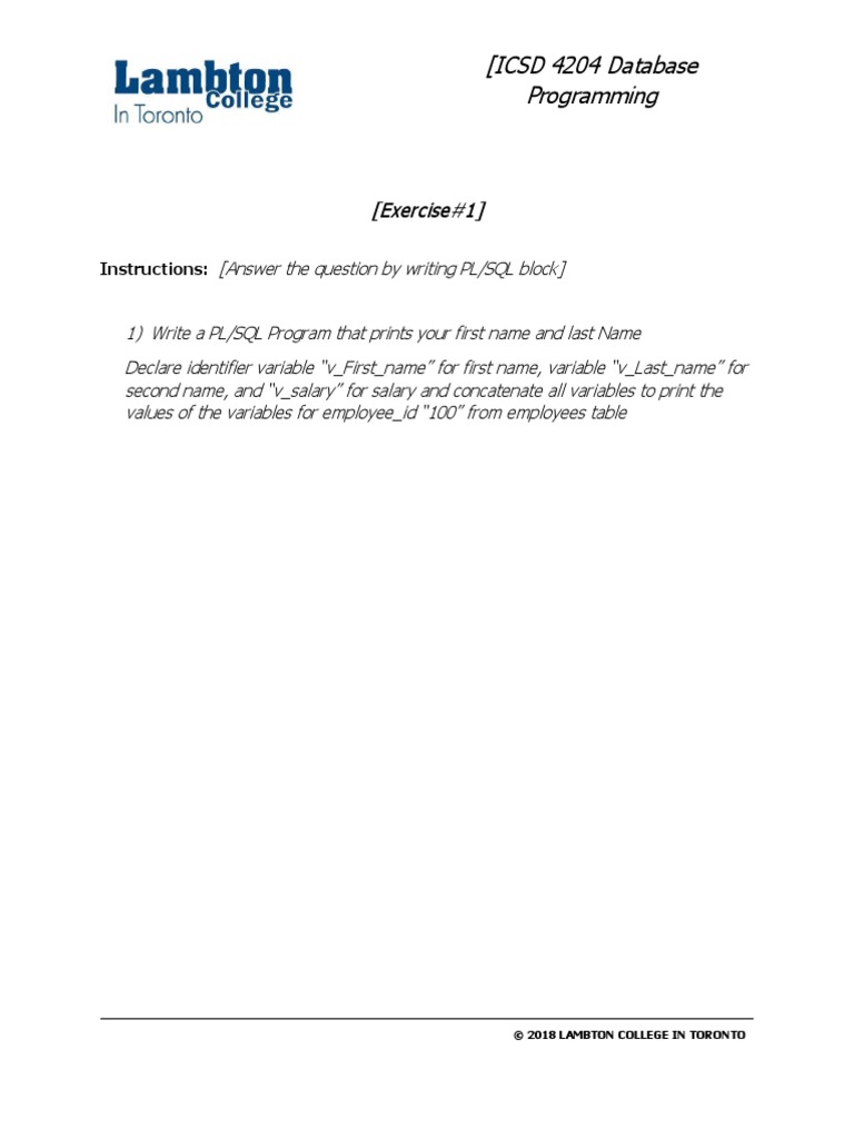 (ICSD 4204 Database Programming: (Exercise#1) | PDF | Information ...