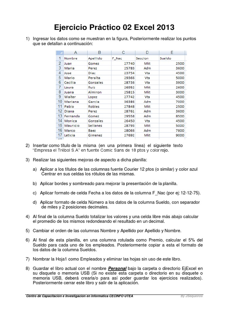 Ej Practico 2 Excel | PDF | Microsoft Excel | Informática