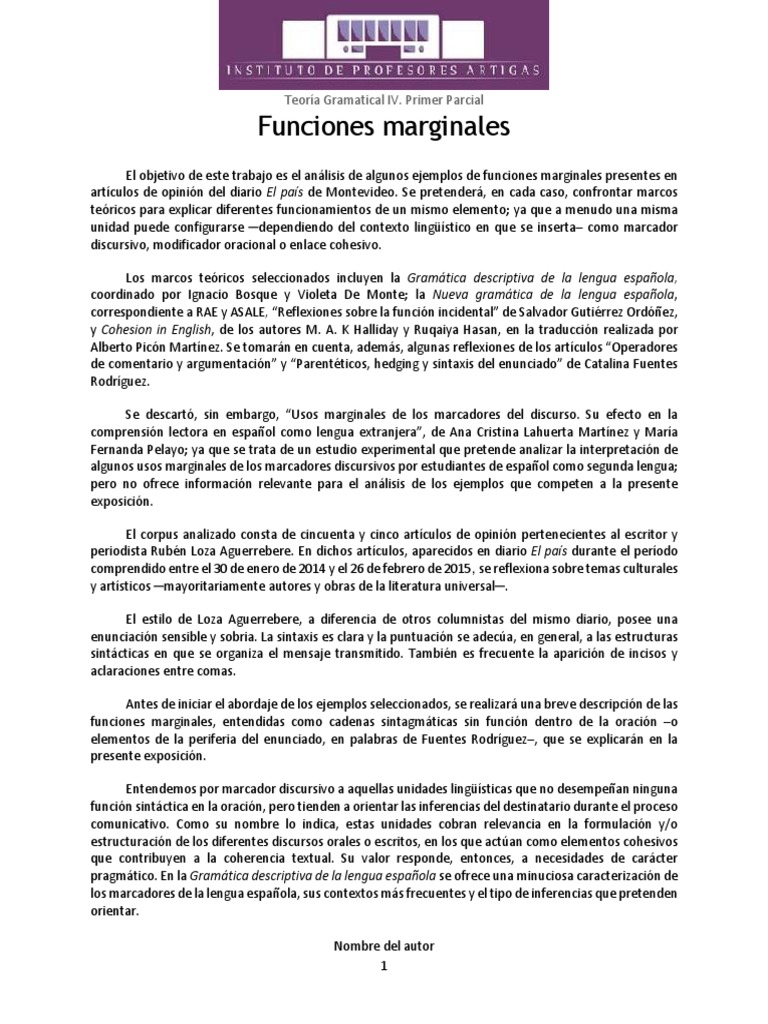 Funciones Marginales Parcial | PDF | Oración (Lingüística) | Sintaxis