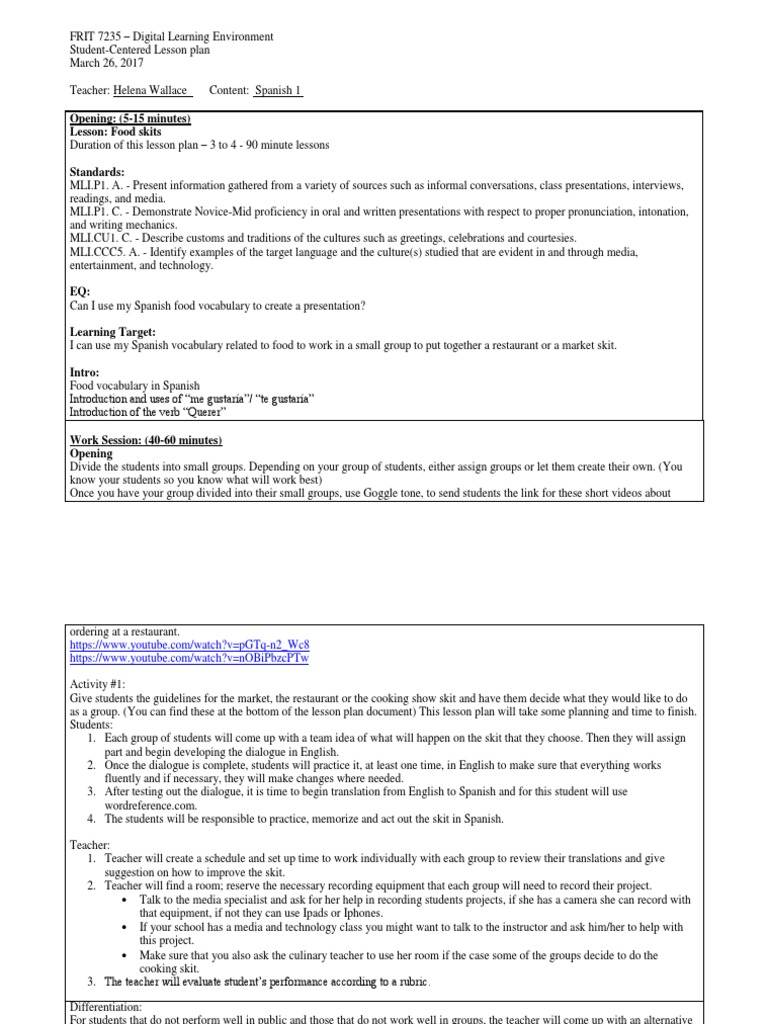 Student-Centered Lesson Plan | PDF | Lesson Plan | Sales