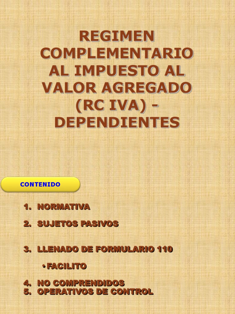 Régimen Complementario RC IVA: Guía Detallada | PDF | Finanzas y dinero