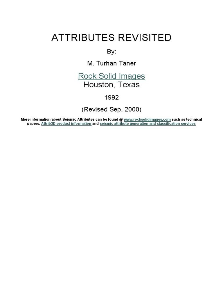 Seismic Attributes Classification Guide | PDF | Spectral Density ...