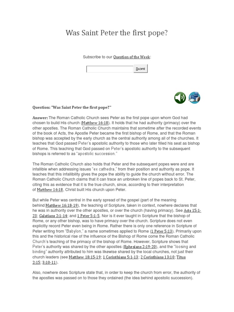 Was Saint Peter The First Pope | PDF | Saint Peter | Catholic Church