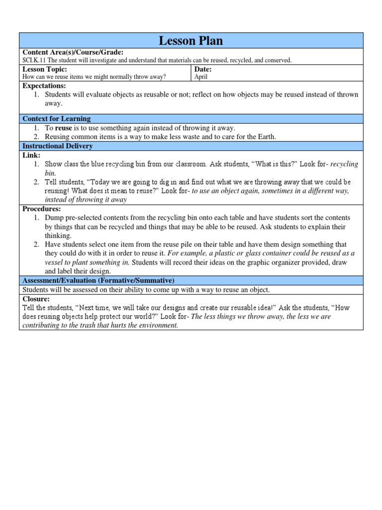 Lesson Plan: Content Area(s) /Course/Grade: Lesson Topic: Date ...